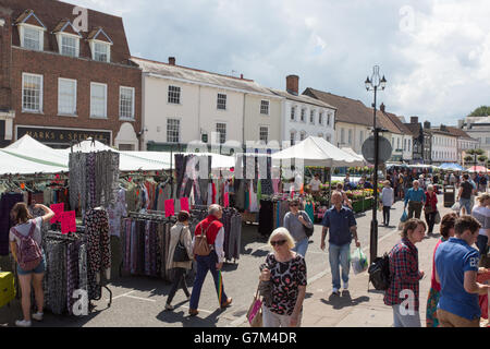 Market stalls, Buttermarket, Bury St Edmunds, Suffolk, England Stock ...