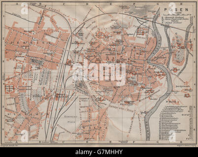 POSEN POZNAN antique town city plan miasta. Poznań. Poland mapa, 1900 ...