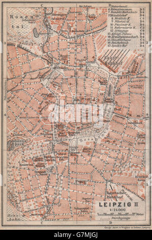 LEIPZIG antique town city stadtplan I. Saxony karte. BAEDEKER, 1913 old ...