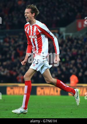 Stoke City's Peter Crouch celebrates scoring the opening goal of the ...