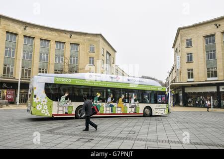 Britain's first "poo bus", which runs on human and household waste ...