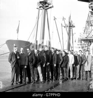 Sir Vivian Fuchs, Director of the British Antarctic Survey, is shown ...