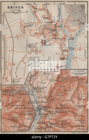 BRIXEN / BRESSANONE town city plan & environs. Südtirol Italy Italia ...