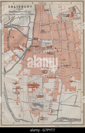 SALISBURY. Vintage town city map plan. Wiltshire, 1939 Stock Photo - Alamy