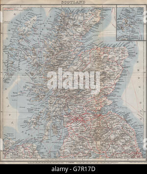 RAILWAY MAP OF SCOTLAND. Steamboat steamship routes. BAEDEKER 1927 old ...