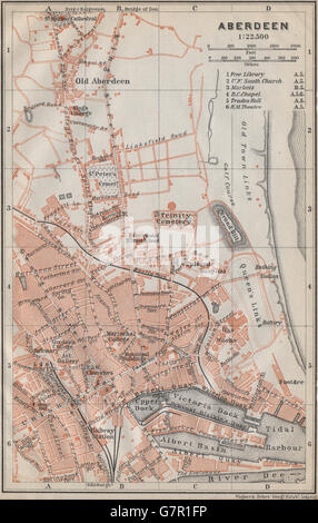 ABERDEEN antique town city plan. Docks. Scotland. BAEDEKER 1906 old map ...