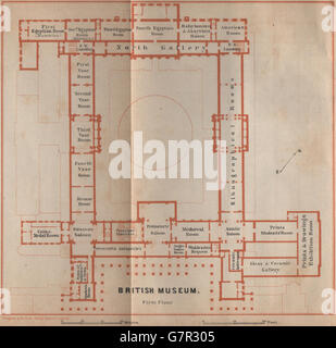 BRITISH MUSEUM FIRST FLOOR floor plan. Bloomsbury, London. BAEDEKER ...
