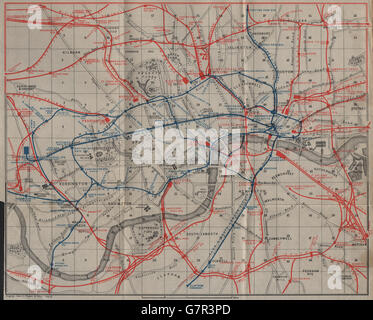 LONDON Rail & Underground Tube map antique map by GW BACON 1891 old ...