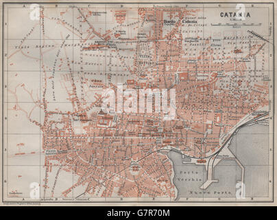 CATANIA antique town city plan piano urbanistico. Italy mappa, 1912 ...