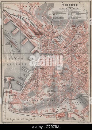 TRIESTE TRST antique town plan city map. Italy. BRADSHAW 1893 old Stock ...