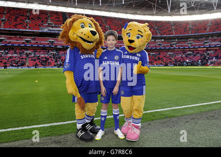 The Chelsea matchday mascot with Stamford the Lion (left) and Bridget ...