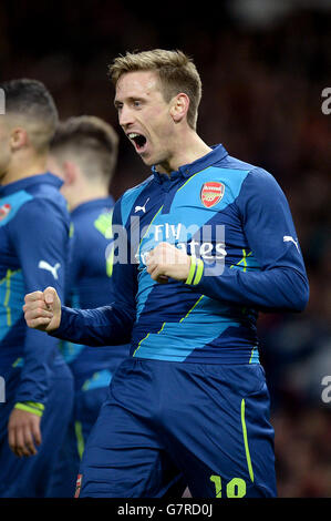Nacho Monreal of Arsenal scoring the first goal during the premier ...