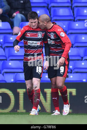 Huddersfield Town's Joe Lolley (left) and Leicester City's Matty James ...