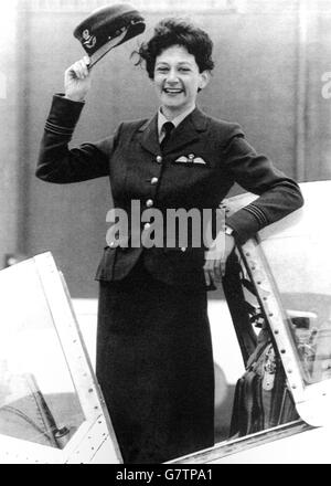 Flight Lieutenant Julie Ann Gibson at the controls of a plane after ...