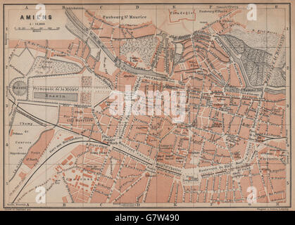 AMIENS. Vintage town city map plan. Somme, 1930 Stock Photo - Alamy