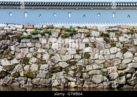 Japan, Ako castle. Ishigaki stone walls, made from inter locking stones ...