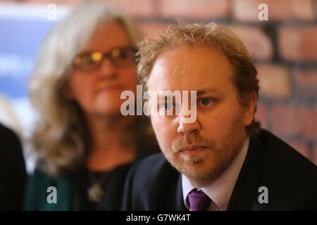 Green Party Northern Ireland leader Mal O'Hara (right) addresses the ...
