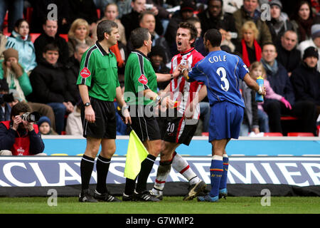 Southampton's David Prutton pushes referee Alan Wiley as he is sent off ...