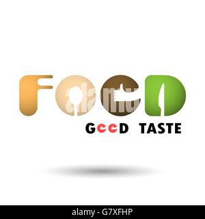 Creative food word logo elements design with spoon,knife and fork.Fast ...