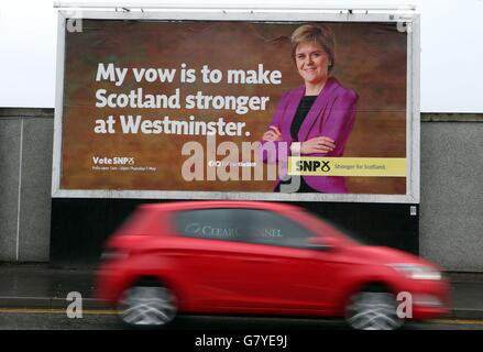 An SNP advert featuring SNP leader Nicola Sturgeon, in Alloa ...
