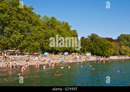 Public beach in Kressbronn, Bodensee, Lake Constance, Baden ...