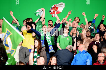 Fans of Qatar cheer in the stands during the World Cup Group B soccer ...