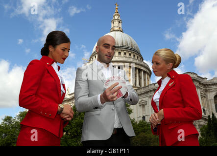 EDITORIAL USE ONLY Virgin Atlantic cabin crew (Left to right) Natasha ...