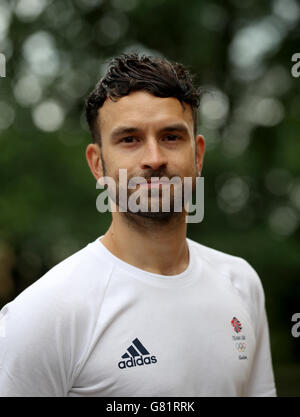 Team GB's Chris Langridge poses for a photo after the Badminton Olympic ...