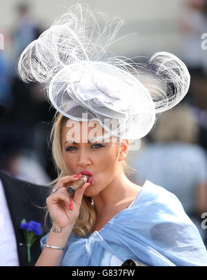 ASCOT BERKSHIRE JUNE Racegoer at the Royal Ascot horse race meeting at ...