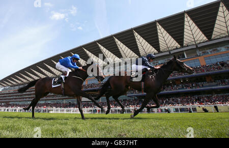 Jockey Ryan Moore (right) during a trophy presentation following ...