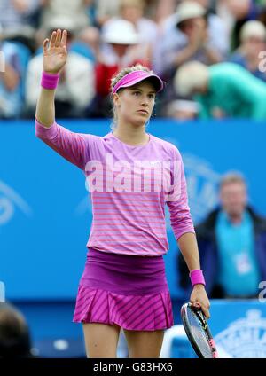 Canada's Eugenie Bouchard celebrates her victory over Serbia's Ana ...
