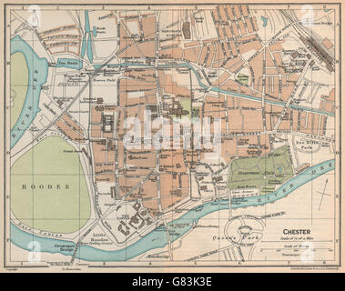 CHESTER. Vintage town city map plan. Cheshire, 1922 Stock Photo - Alamy