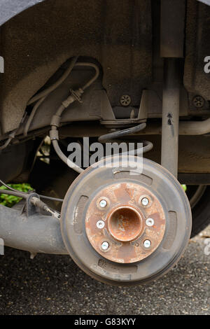 Back of car Brakes and shock absorber Stock Photo - Alamy