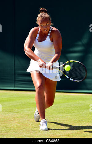 Freya Christie in action during her doubles match on day three of the ...