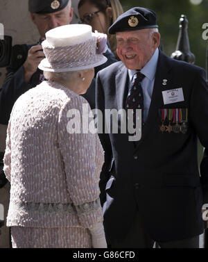 Queen Elizabeth II talks with veteran Lee Aitchison and his wife Linda ...