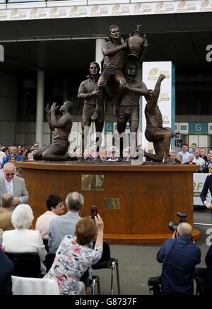 The statue of Rugby League legends Martin Offiah, Alex Murphy, Billy ...