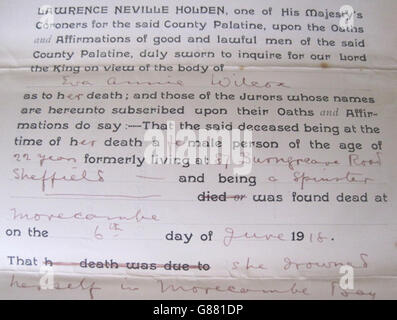 The coroners report of Eva Annie Wilcox who drowned herself in ...