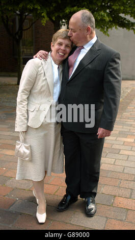 Royal Navy commander Tom Herman with his wife Amanda outside court ...