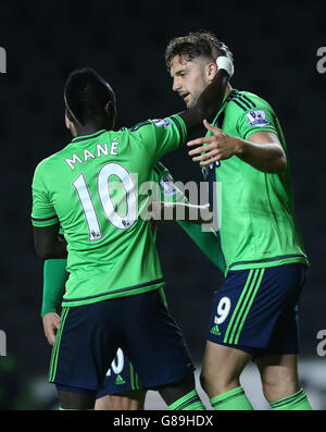 Southampton's Jay Rodriguez (right) celebrates scoring their third goal ...