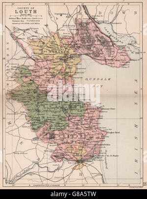 Antique Ireland Map - Louth County - Drogheda Dundalk Ardee Stock Photo ...