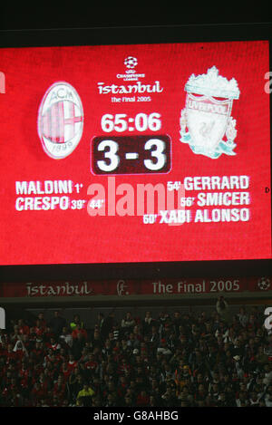 A scoreboard displays the final score after a baseball game between the ...