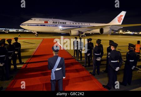 The plane carrying Chinese President Xi Jinping arrives at the Noi Bai ...