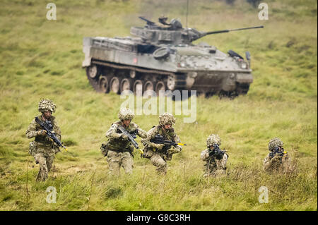 British troops on combined army manoeuvre exercise displaying the Stock ...