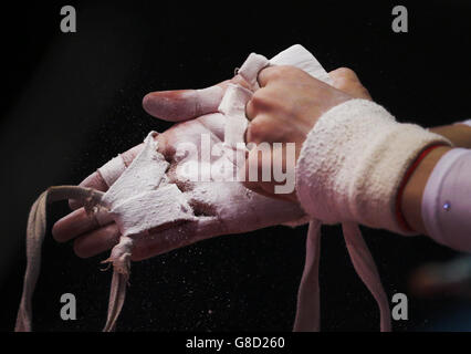 Close up of two second world war German stick bombs. The ...
