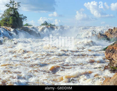 Khone Phapheng water fall or mekong river in champasak southern of laos one of the biggest and ...