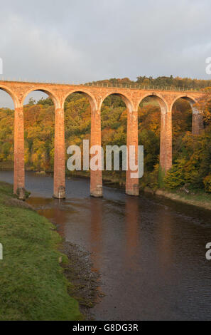 Leaderfoot Viaduct, near Melrose, Scottish Borders. A night view of the ...