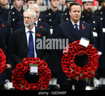 Wreaths left during the Remembrance Sunday service at the Cenotaph in ...