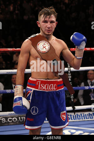 Isaac Lowe retains the belt after a split draw with Ryan Doyle (left ...