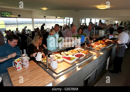 Racegoers enjoy food and drink in the carpark on day four of Royal ...