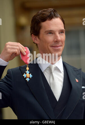 Actor Benedict Cumberbatch after receiving the CBE (Commander of the ...